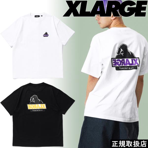 公式　XLARGE エクストララージ　正規取扱店フロント、バックに配置したSLANTED OG LOGOがインパクト絶大な半袖Tシャツ。バックプリントは、後ろ向きのOGになった遊び心あるデザイン。ロゴの配色もポイント。マテリアルは綿100%...