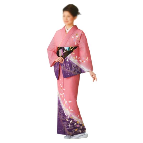 踊り用　一越絵羽の品質：ポリエステル１００％　【金箔加工製品】女物仕立て上がり着物（単衣）のサイズ：身丈約１６０ｃｍ・裄約６６ｃｍ・袖丈約４９ｃｍ・前巾約２４.５ｃｍ・後巾約３１ｃｍ※生地の伸縮や柄合わせ等で、上記寸法と多少異なる場合がござ...