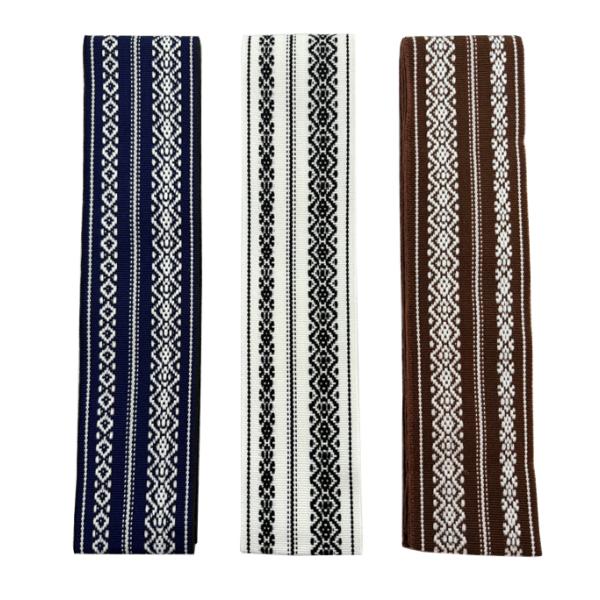 法被の腰紐としては勿論、浴衣の丹前帯としてもお使いいただけます織帯の品質：アクリル５０％・綿４５％・レーヨン５％織帯のサイズ：巾約７ｃｍ・長さ約２５０ｃｍ紺色は廃番となってしまいました。在庫も0本のため、ご用意できなくなりました。※お客様が...