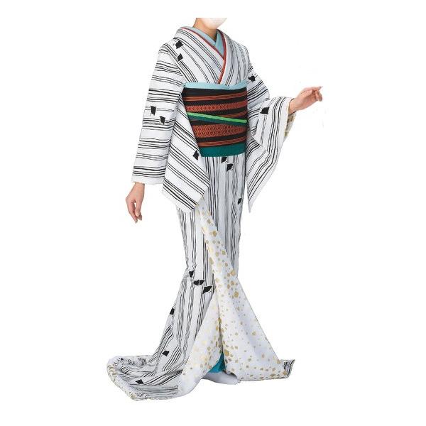 お引き(引き着)の品質：ポリエステル１００％サイズ：身丈(肩より)約２０４ｃｍ・裄約６８ｃｍ・袖丈約５３ｃｍ比翼なしのお引きずりとなっております。※お着物以外の、和装下着・帯揚げ・帯・帯締め・かかえ帯・足袋などの小物はついておりません※※「...