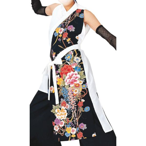 女性用のよさこい衣装（コスチューム）の主素材：ポリエステル１００％よさこい衣装のサイズ：前身丈約１０５ｃｍ・後身丈約７５ｃｍ・身幅約５６ｃｍ袖無し打合せ着物タイプのよさこい衣装です。※メッシュ手甲・パンツなどの小物はついておりません※※１点...
