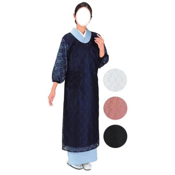 花柄の総レース割烹着の品質：ポリエステル１００％Ｍ寸のサイズ：身丈約１２０ｃｍ・袖丈約４５ｃｍ・身巾約５３ｃｍＬ寸のサイズ：身丈約１３０ｃｍ・袖丈約４５ｃｍ・身巾約５３ｃｍ丈が長めですので、身長の高い方にも対応できます。お茶会等の水屋着とし...