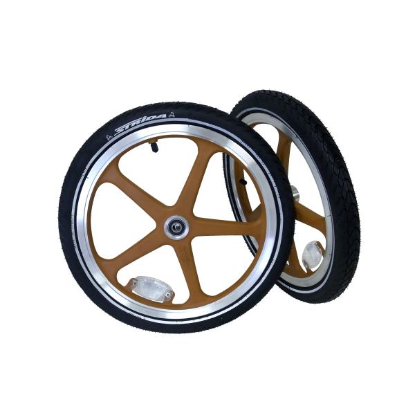 STRIDA用16インチキャストホイール　前後セット素材：樹脂＊STRiDA Logo入りタイヤ付属＊ギアは付属しません