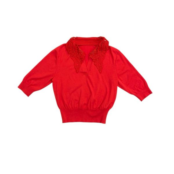 Mame Kurogouchi マメクロゴウチ Embroidery Collar Knitted Top