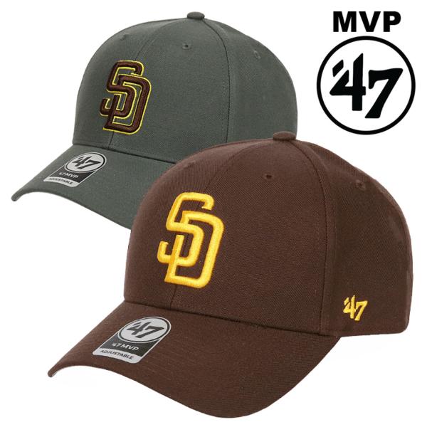 ブランド：'47(フォーティセブン)商品名：Padres '47 MVP (#MVP21WBV)アイテム：キャップ素材：アクリル85%、ウール15%カラー：1.Brown(ブラウン/茶色)2.Charcoal(チャコール/濃い灰色)サイズ：...