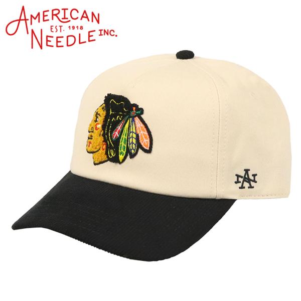 ブランド：American Needle(アメリカンニードル)商品名：CHICAGO BLACKHAWKS Burnett (#SMU791A-CBH)アイテム：キャップ素材：コットン100％カラー：Cream×Black(クリーム×ブラッ...