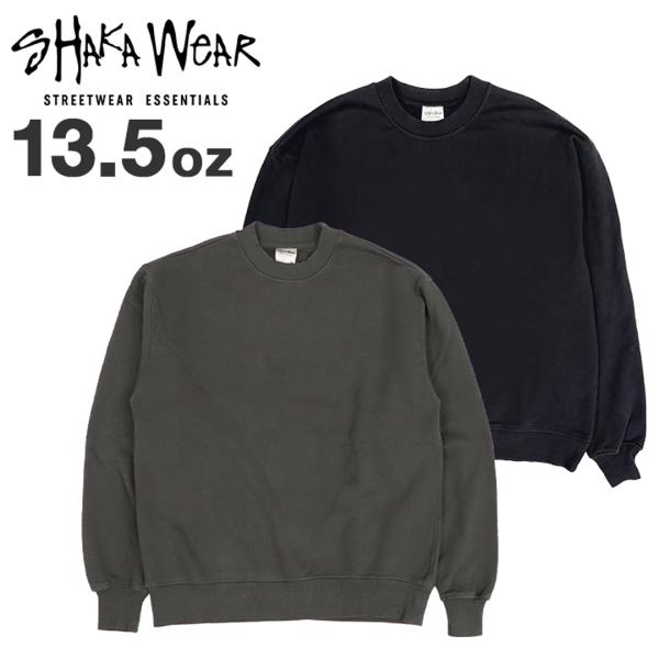 ブランド：Shaka Wear(シャカウェア)商品名：13.5OZ GARMENT DYE FLEECE CREWNECKアイテム：パーカー・トレーナー素材：コットン100％カラー：1.Black(ブラック/黒)2.Shadow(シャドウ/...