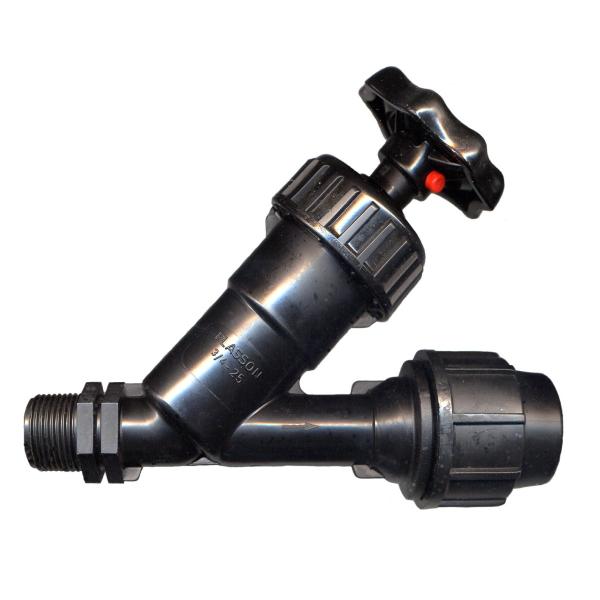 樹脂製 アングルバルブ ＡＰ３０４８−２５ ３／４”（２０ｍｍ）オスねじ × ポリパイ２５φ・3048-25　同規格品・片側ポリエチレンパイプを直接接続できます。・メーカーより直送となります。ナノバブル供給器　ソウスイ　空気が根に届く　かん...