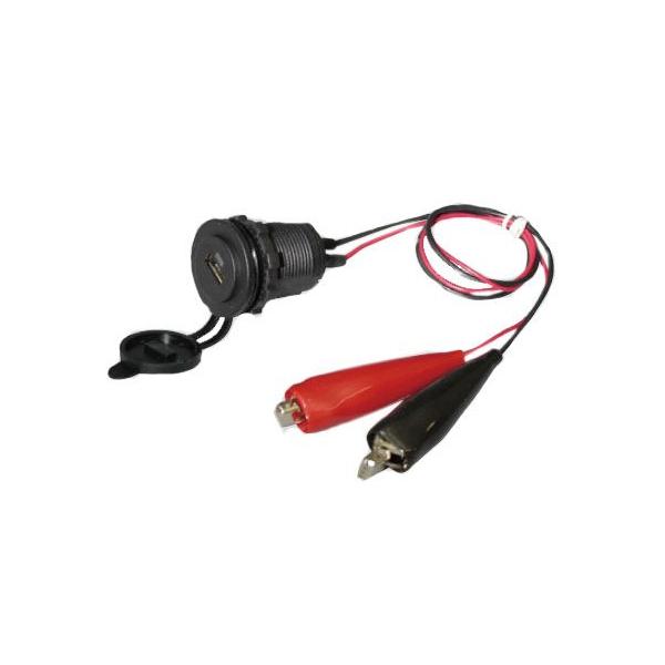 【商品説明】 12Vから5Vに電圧を変換できるUSBチャージャーソケットにワニ口付きの配線が付いてるセットです。  ワニ口つきだから、パワーバンクなど、バッテリーから間単に電源をとることが出来ます。 スマートフォンやipadを活用して、釣や...