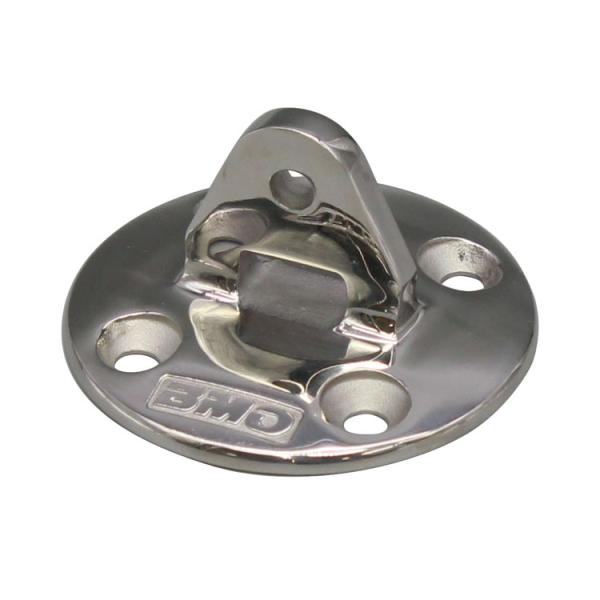 パイプアイキャップ丸型台座■材質：ステンレス316　■鏡面仕上げ　■サイズ（径x高さ）：66x36mm　■ネジ穴間隔：34x34mm　■ネジ穴：M6