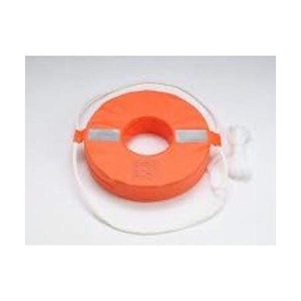 製造国:日本仕様:型式承認番号:第4175号、浮力:9.3kgf、救命ロープ:16m素材・材質:生地:ナイロンPVC、浮力材:ポリスチレンサイズ:直径40×内径15×厚さ8cm重量:570g