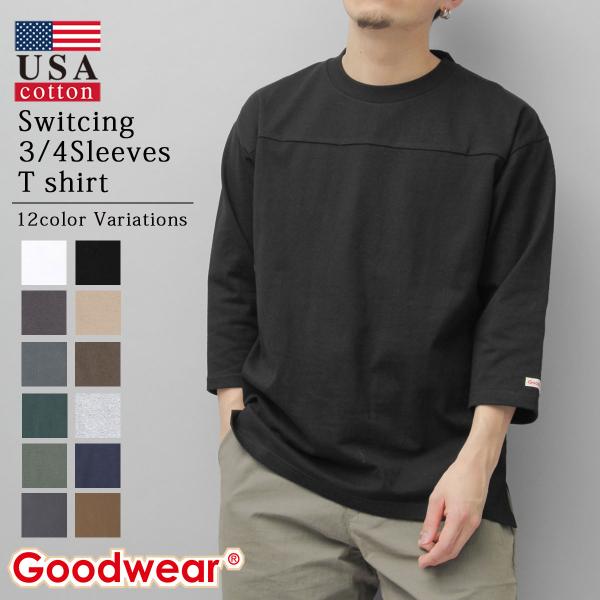 【発売日：2024年02月15日】■商品名Goodwear 7分袖 Tシャツ■カラーホワイトブラックチャコールグレージュ(ベージュ)スレートブルーカーキブラウンダークグリーン杢グレースモーキーカーキネイビーダークチャコールブラウン■サイズ[...