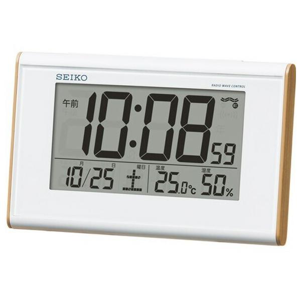 SEIKO(セイコー) 置き時計 デジタル?電波時計 SQ771B　のスペックサイズ 96×156×37素材 プラスチック枠（薄茶木目模様）前面：プラスチック機能 電波修正機能（40kHz/60kHz自動選局・受信OFF機能つき）、電子音ア...