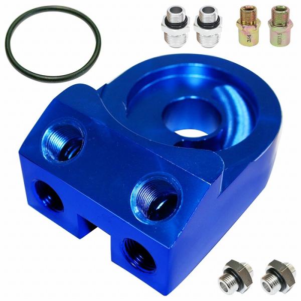 オイルエレメントを別の場所に設置するためのオイルブロックです。オイルクーラーの取り付けと同時にオイルエレメントを移動することで整備性もアップします！アルミ素材に硬質アルマイト処理を施し、耐摩耗性を強化しました。軽量でかつ耐食性に優れています...