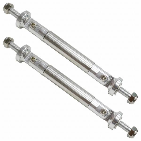汎用のコネクションロッド145mmの2本セットです。走行時のガタツキやすくなるＧＴウィング ディフューザー エアロパーツなどの固定に必需品！◆取り付け部は可動式になっているので、取り付け角度も自由に調整できます。◆ロッド両端のネジにて長さの...