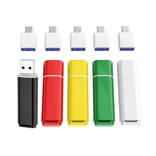 5個-USB2.0/1GB/-・Size:1GBColor:5個-USB2.0・鮮やか5色セット 5色の目立つカラーで、用途別にファイルを簡単に整理。仕事・学校・プライベートに最適。・Type-Cアダプター付き 各ドライブにType-Cアダ...