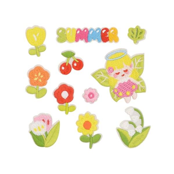 ポップな刺繍様式21/-/-・Color:様式21・11個お得セット大人気な刺繍ワッペンセット、多様なモチーフがあり、花の子 フラワー さくらんぼ（立体感と光沢が有り高級なイメージ）・幅広い用途Tシャツ、ジーンズ、タオル、毛布、バッグ、帽子...