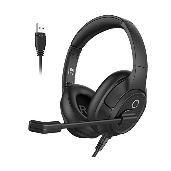 有線ヘッドセットブラック/標準/H2 有線ヘッドセット・Style:有線ヘッドセット・通話に適したAIノイズリダクション機能ENCデュアルマイク環境ノイズリダクションシステムを搭載し、周囲の雑音を抑制し、クリアに音声を伝えることができるUS...