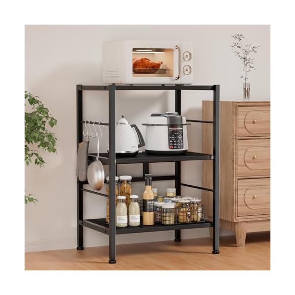 おしゃれブラック/高さ84cm/WBLJ002・Color:ブラック・商品仕様◆レンジラックの本体サイズ：高さ84*幅60*奥行40cm ◆材質：パーティクルボード（メラミン加工）、スチール（フレーム） ◆耐荷重：約72kg ◆本体重量：1...