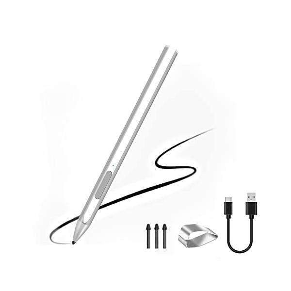 シルバー/Uタイプ/5 Yin・Size:UタイプColor:シルバー・パッケージ個数:1・パッケージ内容：重量0.039kg、タッチペン、用ペン先3本、ペン先器、充電ケーブル、取扱説明書を同梱。対応機種：このスタイラスペンは、Micros...