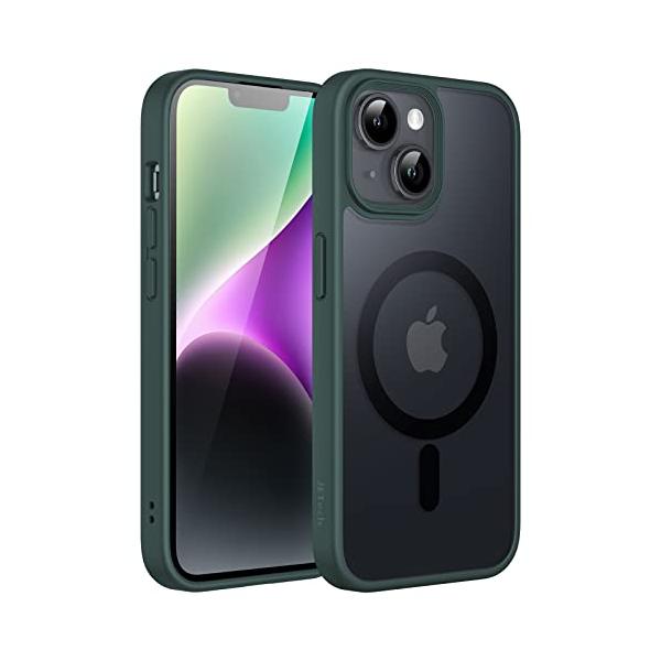 濃い緑色/iPhone 14 6.1インチ/3970E・Color:濃い緑色・[超マグネット吸着] 磁力で充電器に強力吸着。一度スナップすると、決して滑ることはありません。ウォレット、リングホルダー、パワー バンクなど、すべてのMagSaf...