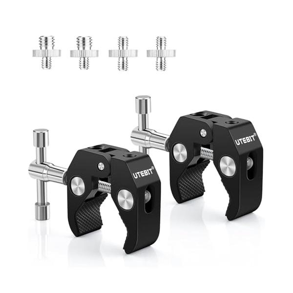 NumberOfItems:1・ガッチリ固定できる1/4 ネジ クランプパイプクランプのハサミ口先端にはゴムシートがあります。4点固定構造で落ちにくくて緻密なメキで摩擦力を高めて、滑らかな表面でもしっかり挟めます。カメラを脱落や破損からちゃ...