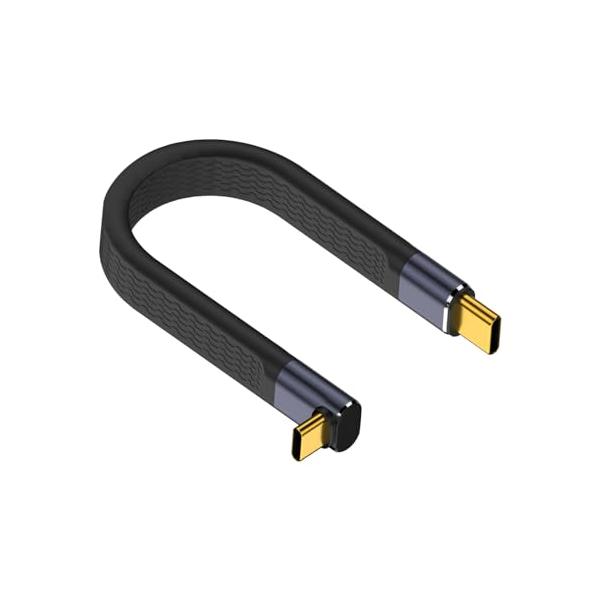 上向きブラックの40Gbps L字/13 cm/-・Color:ブラックの40Gbps L字・L型 USB Cケーブル 短い USB C ケーブルは13 cmの手のひらサイズに仕上げました。USB Cの 端子部分をL字型にすることで、コネク...