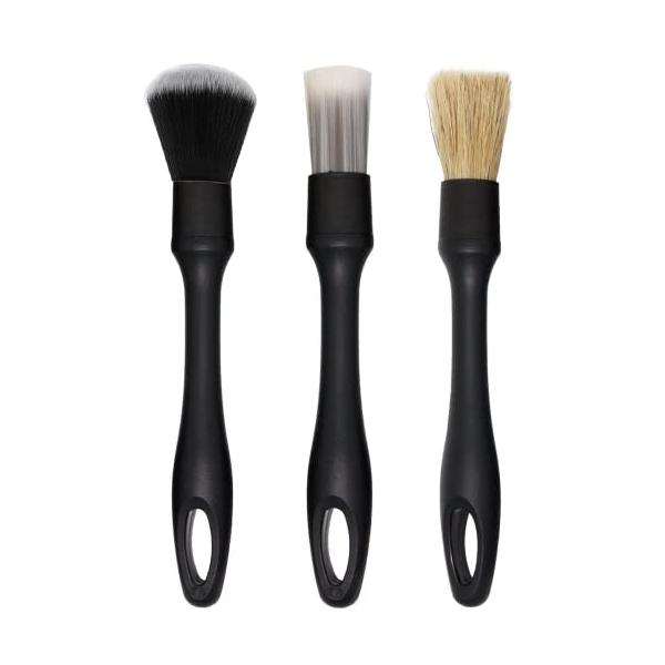 3本セットパッケージ内容:3*ディテールブラシサイズ：23cm、重さ：150g。 スポンジでは掃除しにくい、狭いホイールのディスク面や、ボルトの穴、ヘッドライト、テールランプ、網目状のグリル、エンブレムの隙間など3種類の太さのブラシで楽に洗...