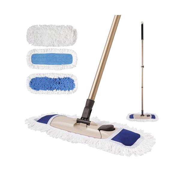 ベージュ/Medium/FC33-BLUE・パッケージ個数:1・セット詳細：ハンドル1本、3種類モップクロス、ヘッド1個。サイズ:44×18×143cm。・いいデザイン：3cm以上の狭い空間に深く入れできる。モップヘッドは360度回転できる...