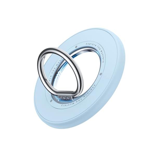 ブルー/-/スカイブルー・Model:スカイブルー・?両面マグネット式従来の片面磁石と比べて、両面磁力なので、スマホをMagSafe式車載ホルダー、冷蔵庫、テーブル、洗濯機、ジム設備、更に車体などあらゆる磁性物に取り付けます。（??ご注意：...