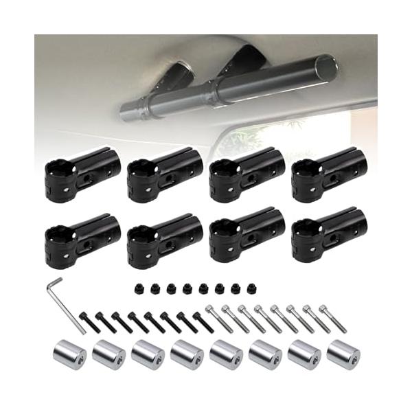 ブラック/8個セット/-・Color:ブラックSize:8個セット・パッケージ個数:1・対象車種:N-VAN、エブリダ17系、NV350、ハイエース、ヒゼットカーゴ、ハスラ、キャラバンなどです。・用途アタッチメントとメタルジョイントを組み合...