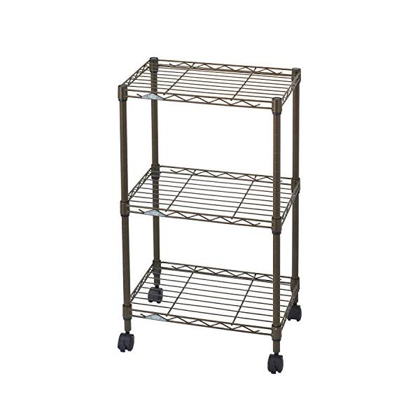 スリムラック3段ブラウン/幅45cm/LCR45-3BR・Color:ブラウンStyle:スリムラック3段・パッケージ個数:1・本体重量(約):3.65kg・材質:スチールシェルフ(棚板)・ポール:スチール(粉体塗装) ナイロンキャスター:...