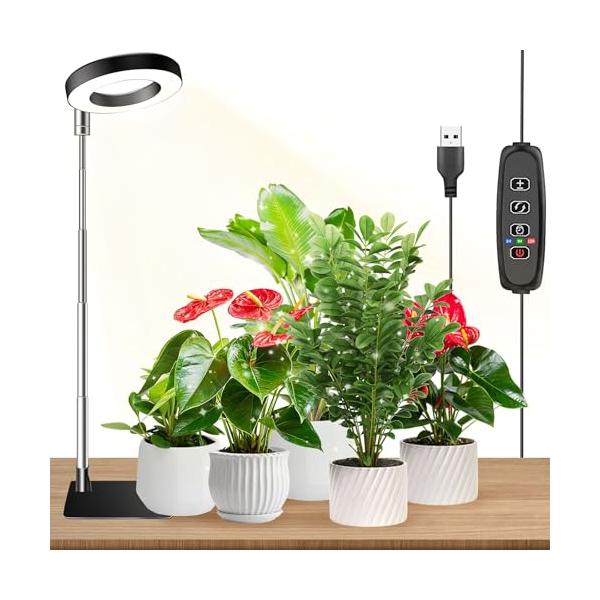 黒/黒/CY1601・Color:黒・スタンド付き植物育成ライト屋内用の植物育成ライトは、取り外しなベース付きで設計されています。設置方法は2通り：1、植木鉢をベースの上に置くことで安定性を確保２、直接土に挿して使用； デスク、テーブル、植...