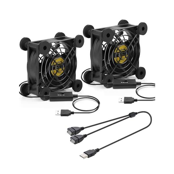 ブラック/8cm/UFAN-80MDJP・2台1組セット。二つUSB ファンには其々速度コントローラーが付いており、個別に使用することも、付属のUSB分配ケーブルで接続することもできます。これにより、二つファンを駆動するのにUSB プラグ1...