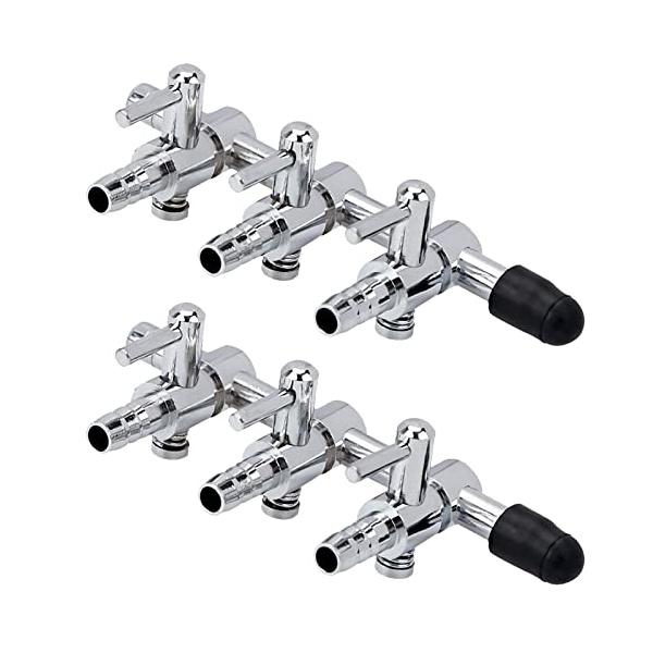 PatternName:2個3分岐・パッケージ個数:1・パッケージ内容2xエアー分岐管（3分岐）、カラー : シルバートーン。黒いゴム製プラグ付き。・水槽エアーバルブ素材アクア酸素ポンプ制御弁は、通常のステンレス鋼よりも堅牢で長寿命の全銅ク...