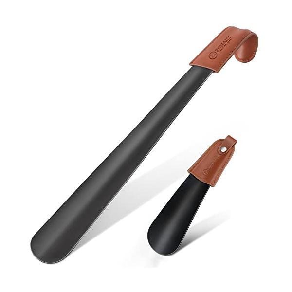 Zomake 金属製靴べら 2個ブラック 16.5&amp;6.7インチ/16.5&amp;6.7 inch/E0ZS0204A・パッケージ個数:1・商品仕様ロング：長さ：42cm、 重量：177g。ショート：長さ：16cm、 重量：56g...