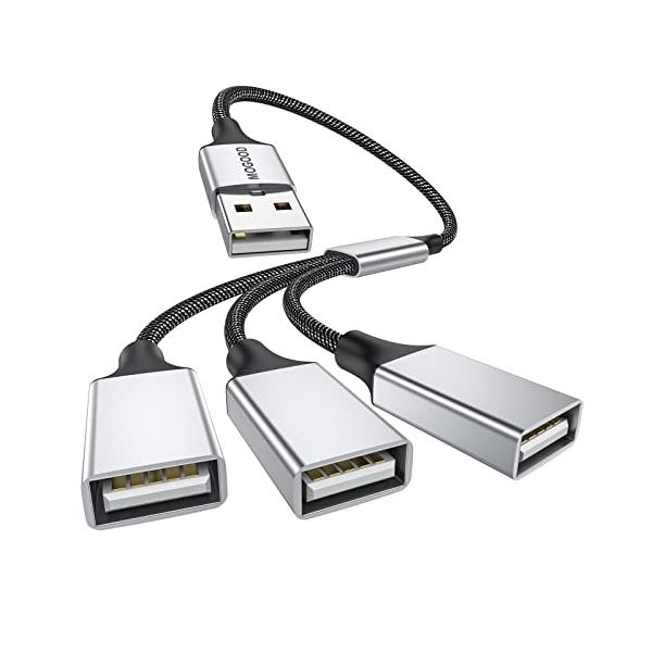 ブラック/1個入り/MOGOOD・Size:1個入りColor:ブラック・パッケージ個数:1・USBスプリッタ：ポータブルUSB 2.0高速ハブ、3つのUSBポートデバイスをデスクトップ/ノートパソコンに同時に接続(充電とデータ転送をサポー...