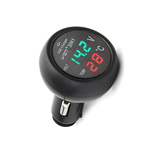 パッケージ個数:1・LED桁：赤-温度、緑-電圧。・12V/24V型に対応し、車内の温度を表示します。 最大出力電流：3.5A 車、SUVS、トラック、バスなどの12V/24Vバッテリーに適しています。・車のシガーライターソケットに差し込む...