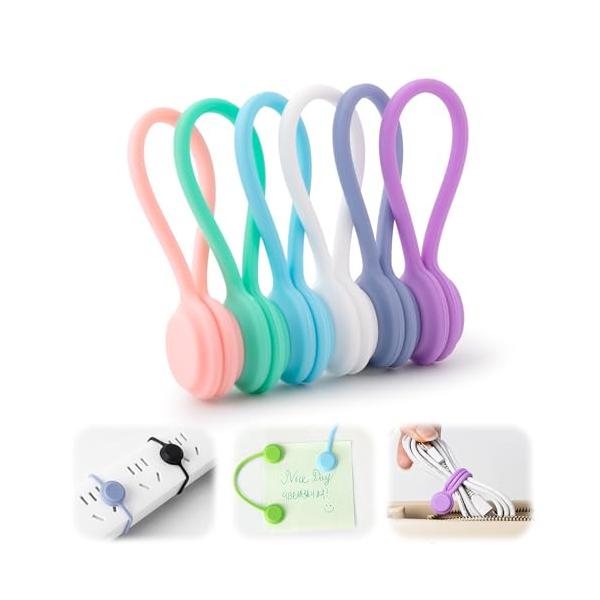 02.淡彩・Mサイズ/6個入り/-・Color:02.淡彩・MサイズSize:6個入り・磁力アップ・配線収納大正解ケーブルクリップは、両端に強力な磁石が内蔵されており、引っ付けるだけで、散らかったケーブルをすっきりまとめることができます。デ...