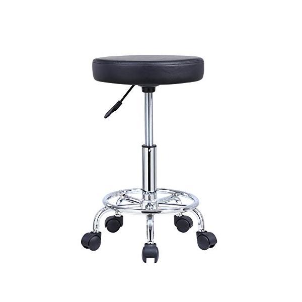 現代ブラック/M サイズ/BBS0401・Color:ブラック・パッケージ個数:1・サイズ：直径35.8cm、厚さ7cmのクッションは快適な体験を提供します。・油圧ガスリフトによる高さ調整な360°回転化粧椅子：47.5cmから62cmまで...