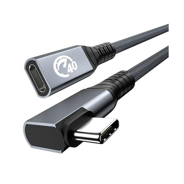 グレー/0.3M/U4002-1FT-GY-US・Size:0.3MColor:グレー・NEW直角USB4延長ケーブル：革新的な90度Lデザイン、プラグを保護し、日常使用の負担を軽減し、ケーブルの寿命を延ばすことができます。Thunderb...