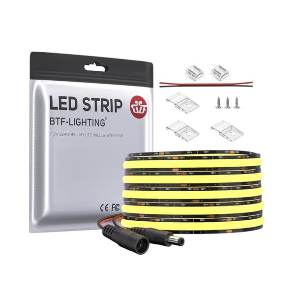 -/昼白色 4000K/-・Size:昼白色 4000K・「超明るい」 DC12V 480LEDs/m 5M 8mm 昼白色 4000K 黒PCB。フレキシブルチップを搭載したボードのFCOB LEDテープライト。従来の5050 SMD 3...