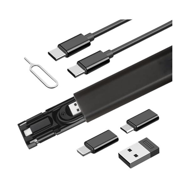 -/-/Multifunctional Case Black1・多機能デジタル収納ボックス 1つのケースの多様なアクセサリーを備えた便利な多機能デジタルケースです。内蔵タイプc ライトニンタ 変換アダプタ、USB C 変換アダプタ、Type...