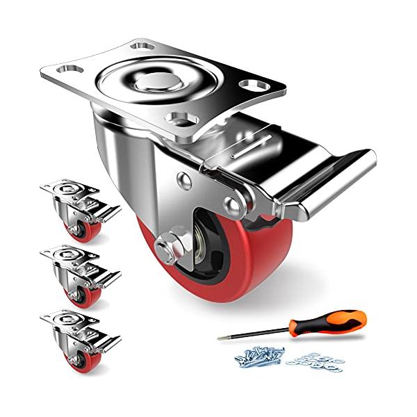 75mm レッド赤/-/-・NumberOfItems:4Style:75mm レッド・高耐久性ベアリング - スチール構造ボディは非常に摩耗しにくく、汚れに強く、単個耐荷重：150kg 4個入りパックで600kgの耐荷重があり、高耐久性。...