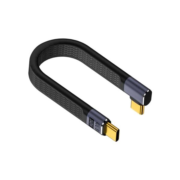 右向き・Style:右向き・FPC USB C ケーブル 短い: この短いUSB-C to USB-Cケーブルは柔らかいフラットFPCデザインを採用して、ケーブルを耐久性と柔軟性に優れたものにしました。E-Mark チップの充電保護システム...