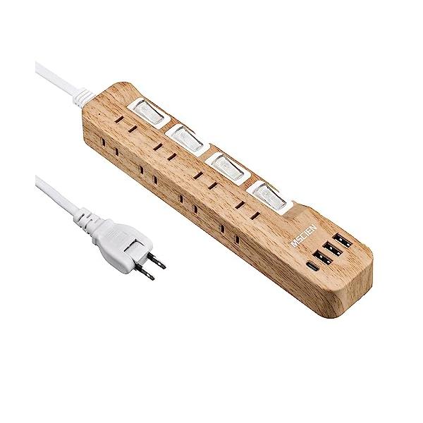 -/5M/YP16MW-5M・Size:5M・木目調木目調のコンセントは使用場所をより優雅にし、生活スタイルを向上させます。・USBタップ電源タップは1個USB-Cポート、3個USB-Aポートと8個AC差込口があります。延長コードが遠い場所...