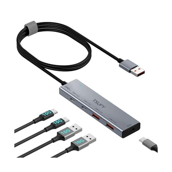 グレー/10G-a to 2a2c/-・Size:10G-a to 2a2c・2*USB-A +2*USB-C 拡張 USB3.2 ハブUSB ハブには2つのUSB-A 3.2ポートと2つのUSB-Ｃ 3.2ポート、5V/3A給電ポート、合...
