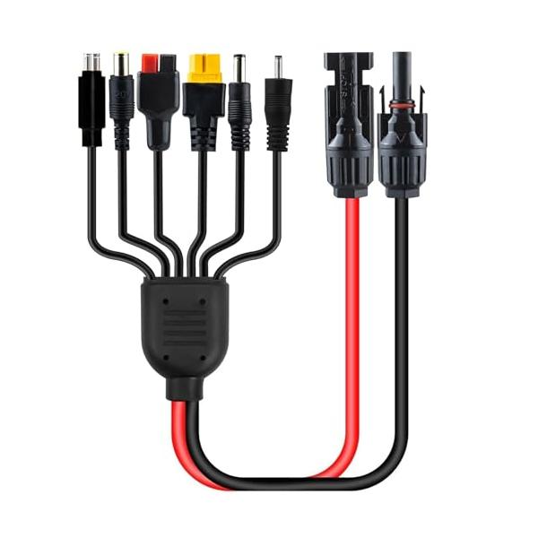 6 in 1 ソーラー充電ケーブル/1M/JPLH-7336・Size:1MColor:6 in 1 ソーラー充電ケーブル・?製品仕様出力変換コネクタ：Anderson、XT60、DC7909、DC5521、DC35135、DC6530。総...