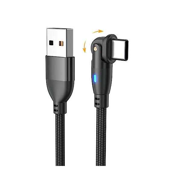 ブラック/3M/-・Size:3MColor:ブラック・1.180°回転デザイン＆安全性が抜群USB TypeC充電ケーブルは「L型+180°回転」の最新設計を採用している。このケーブルは室内、オフィス、デート、車の運転、ゲームなどで使用で...