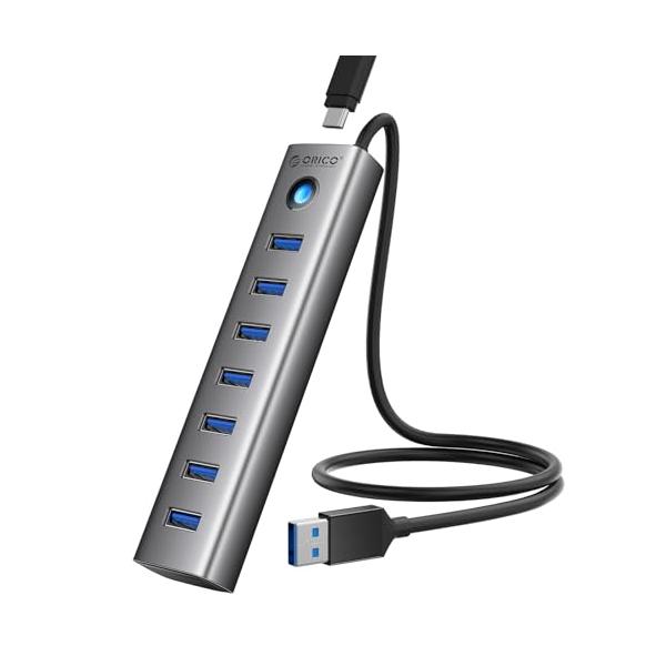 グレー/ORICO-CL7U-U3-05/CL7U-U3-10・Size:ORICO-CL7U-U3-05・超高速転送：7ポートUSBハブ3.0は、同時に複数のデバイスを読み取ることができ、最大5GbpsのUSB3.2 Gen1転送プロトコ...